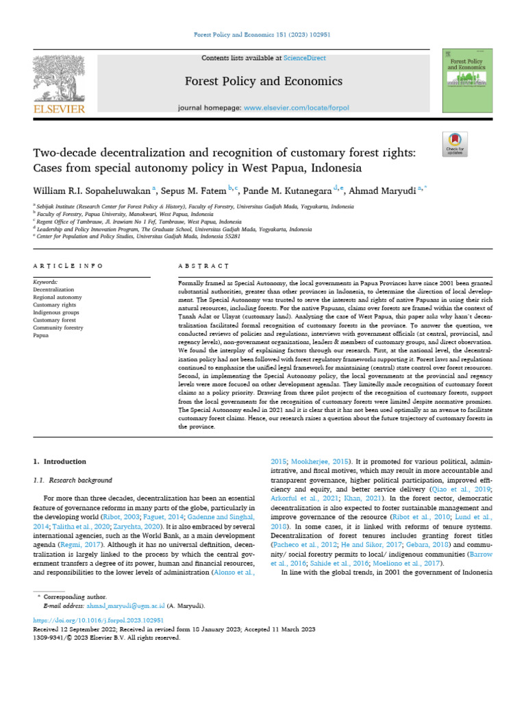 ScienceDirect 1-S2.0-S1389934123000461-Main | PDF | Governance | Papua New Guinea