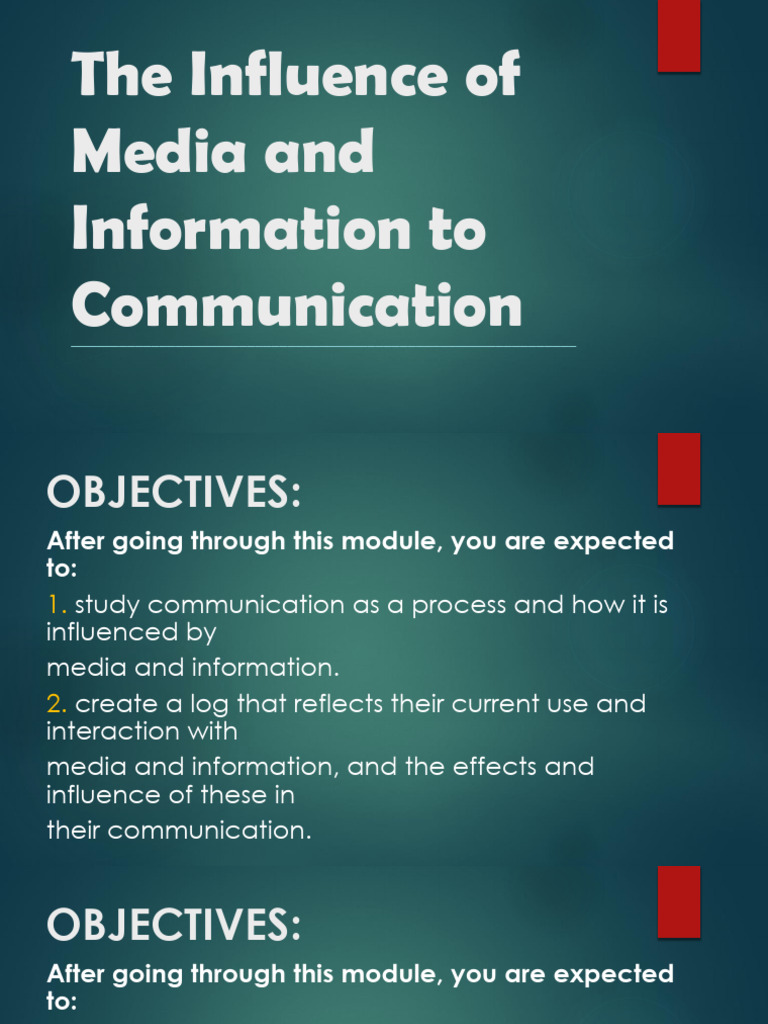 Lesson 1 PDF File: The Influence of Media and Information To ...