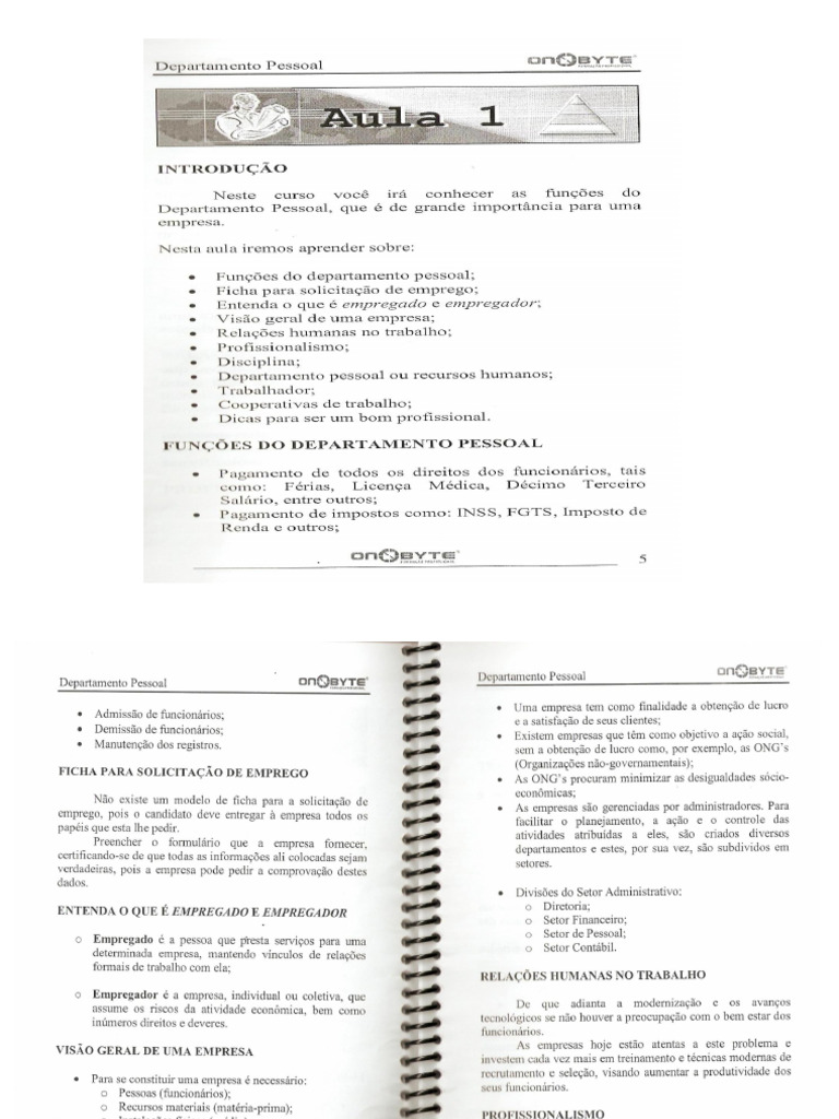 Apostila ON - BYTE - Departamento Pessoal | PDF