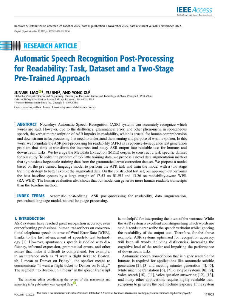 Automatic Speech Recognition Post-Processing For Readability Task ...