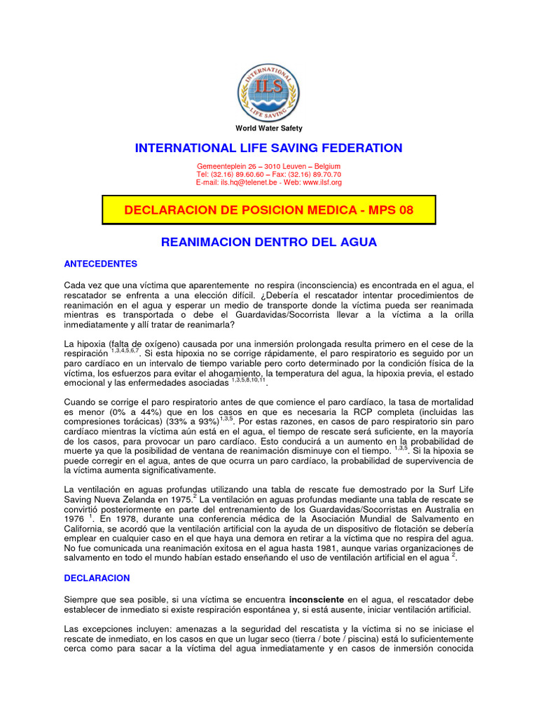 MPS 08 in Water Resuscitation V3 Spanish Rev | PDF | Paro cardíaco ...