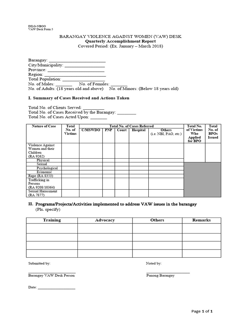 VAW Desk Form 5 | PDF | Finance & Money Management | Social Science