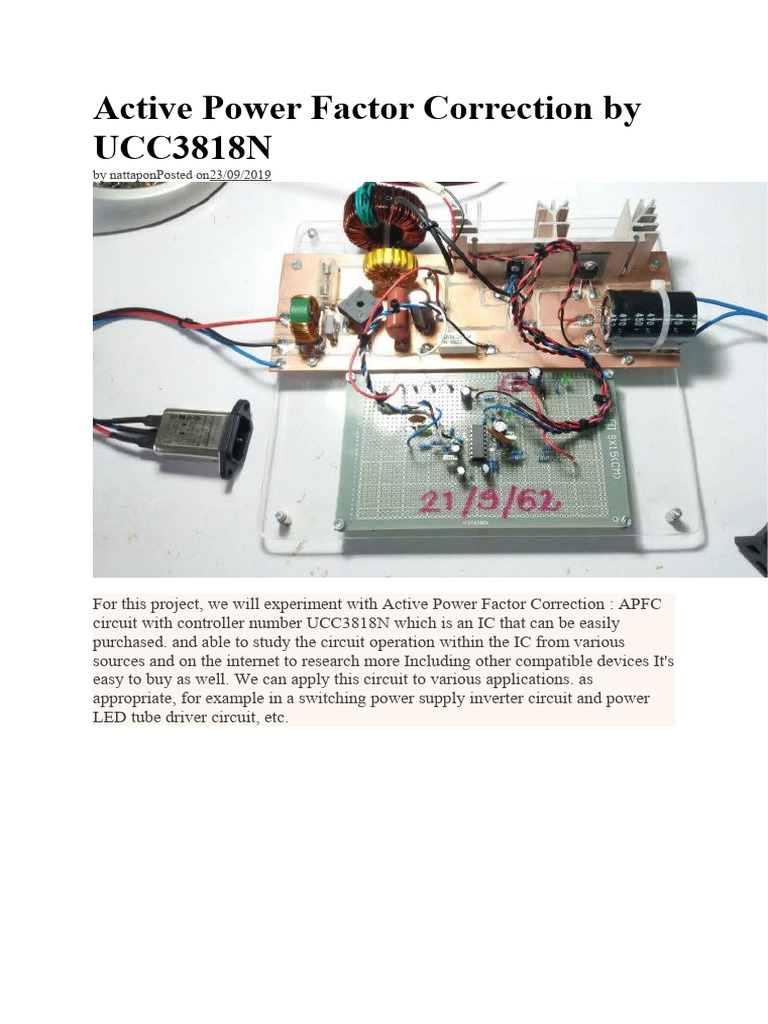 Active Power Factor Correction by UCC3818N | PDF | Electronic Circuits ...