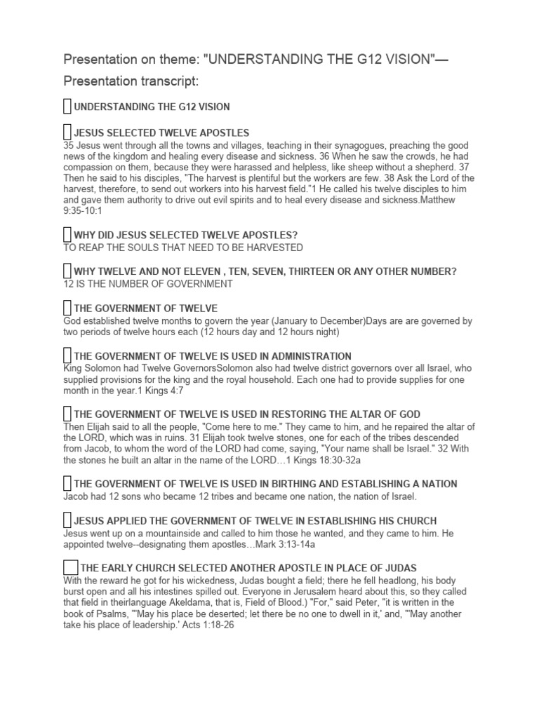 Presentation On Theme Understanding The Vision g12 | PDF | Disciple ...