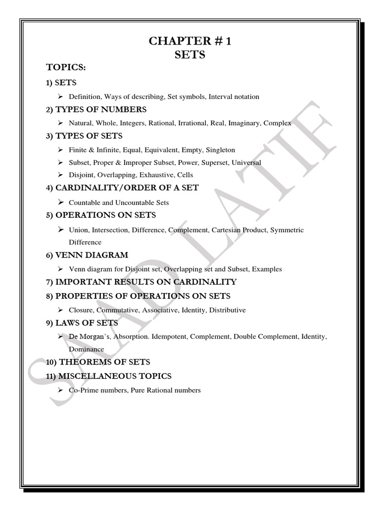 Chapter # 1 Sets | Download Free PDF | Set (Mathematics) | Arithmetic