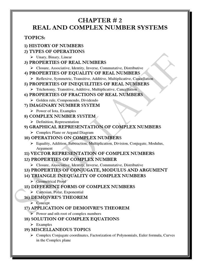 Chapter # 2 Real and Complex Number Systems | PDF | Complex Number | Exponentiation