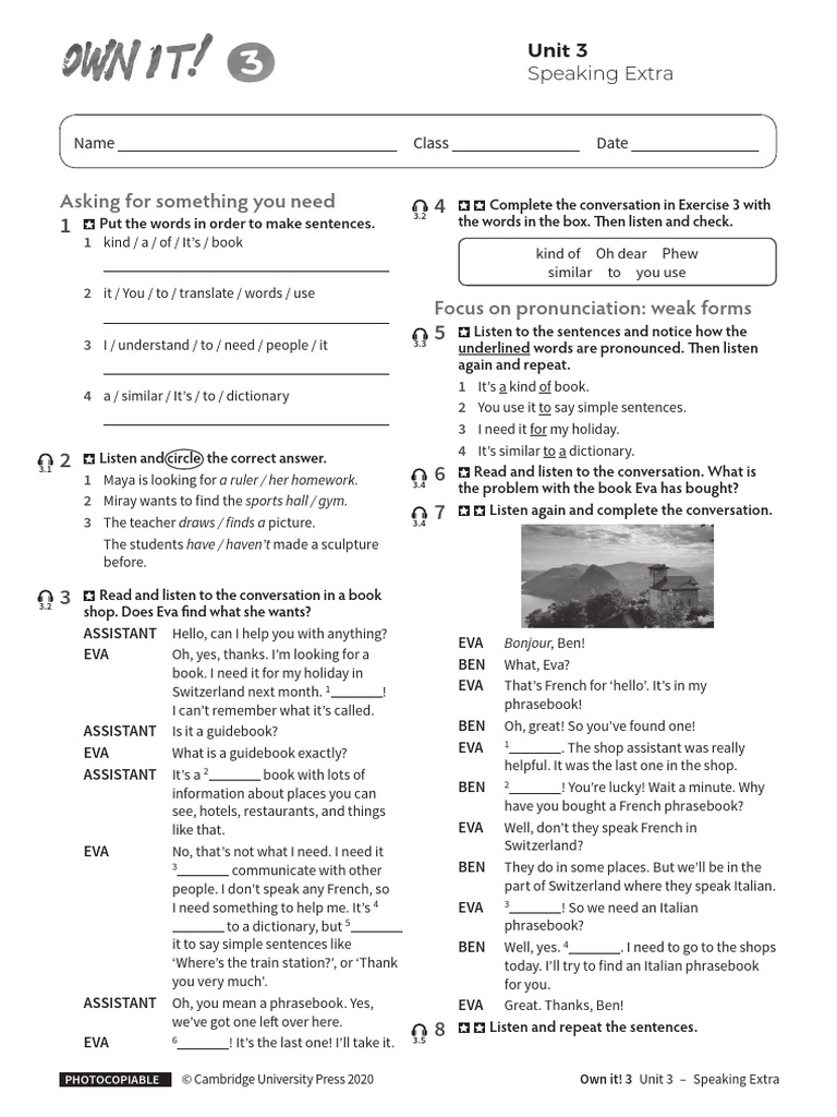 Speaking Extra Unit3 With Answers | PDF