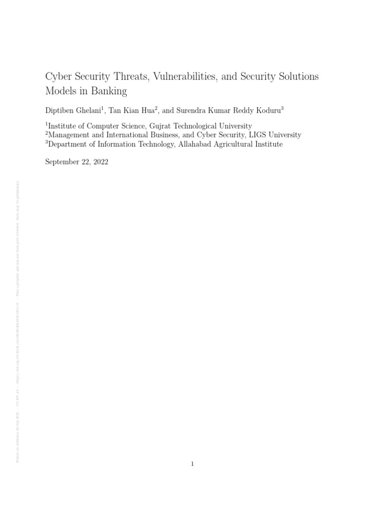 Cyber Security Threats Vulnerabilities And Security Solutions Pdf