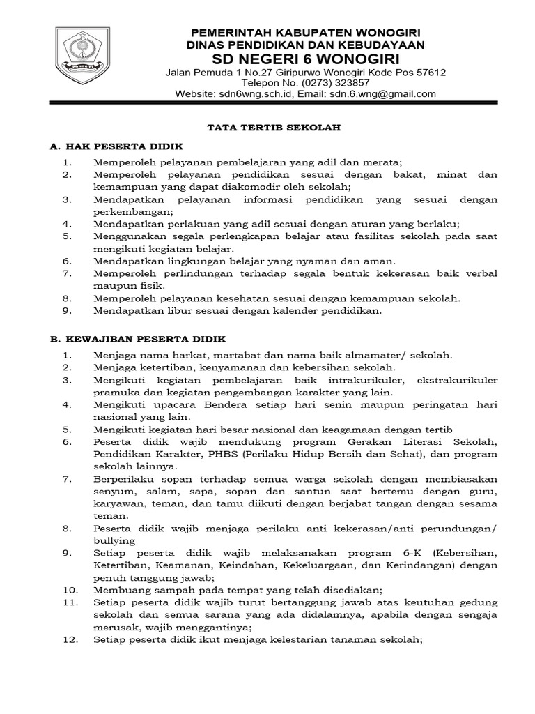 Tata Tertib Sekolah | PDF | Karier & Perkembangan | Kesehatan Holistik