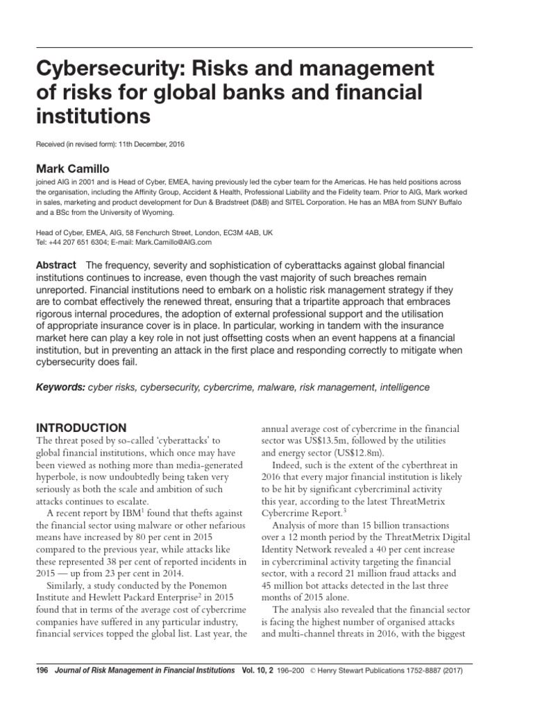 Cybersecurity Risks and management | PDF | Security | Computer Security