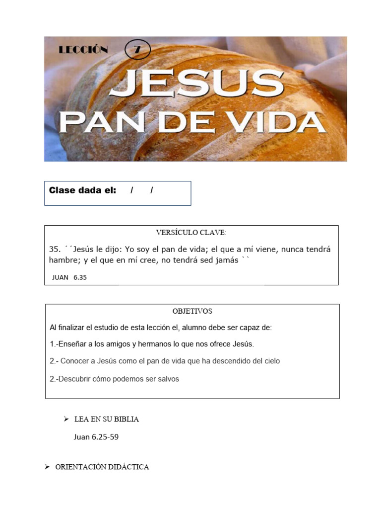Lección 7 El pan de vida | PDF | Cristo (título) | Jesús