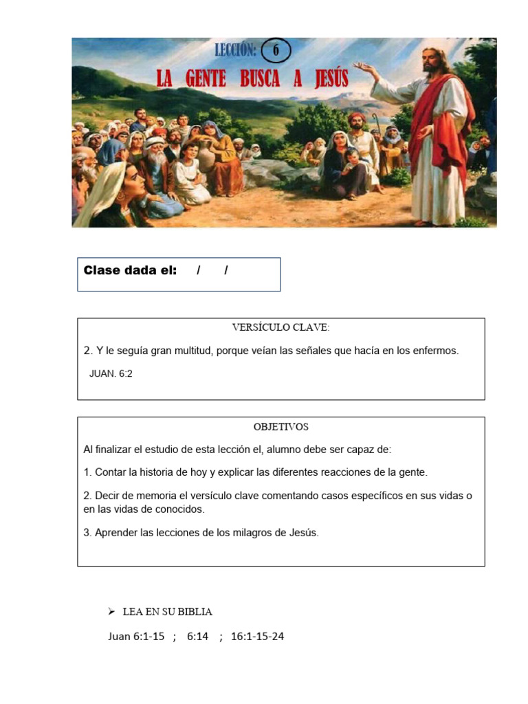 Lección 6 La Gente Busca A Jesus | PDF | Jesús | Dios