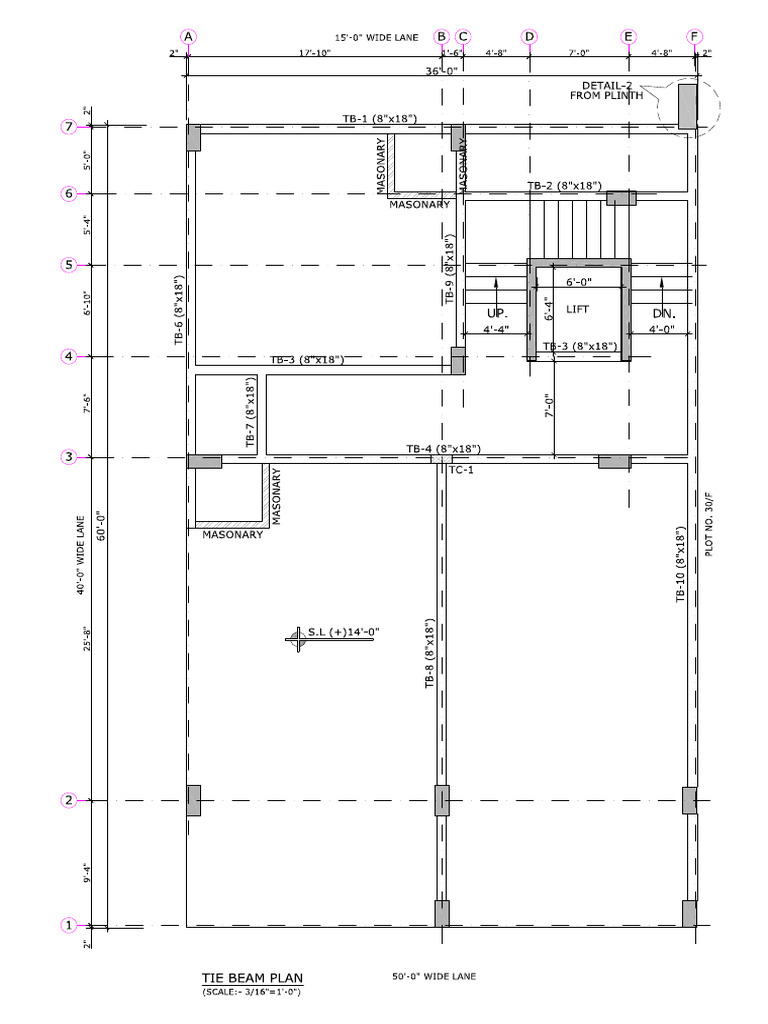 Plot-29-F Tie Beam Plan | PDF