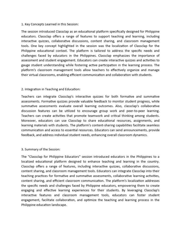 Classclap For Philippine Educators | PDF | Classroom Management | Learning