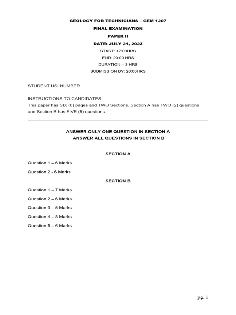 GEM 1207 Finals Questions | PDF | Petroleum Reservoir | Sedimentary Rock