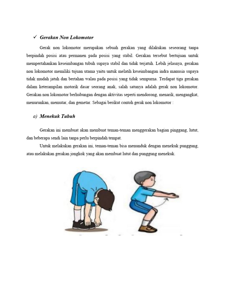 Contoh Gerakan Non Lokomotor | PDF | Karier & Perkembangan