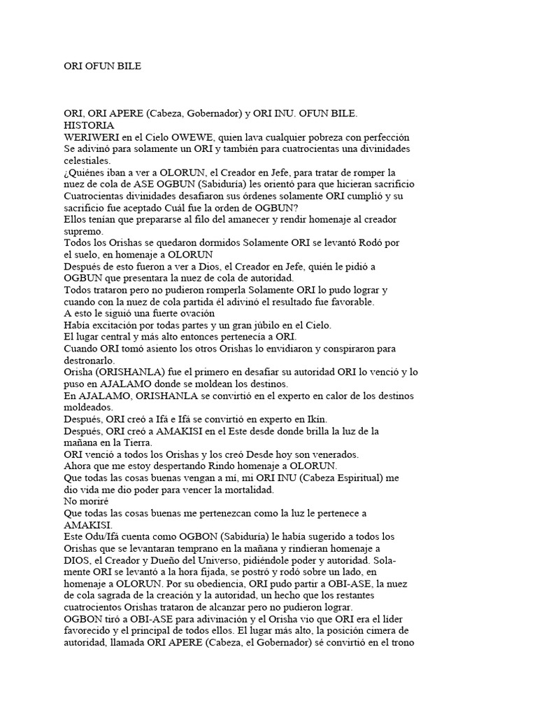 Ori Ofun Bile | PDF | Religiones religiosas | Religión étnica