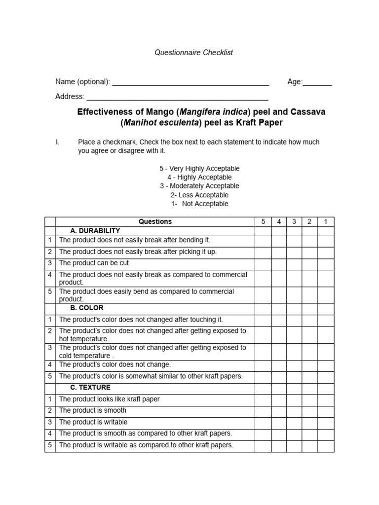 CRUZs Group Questionnaire Checklist | PDF