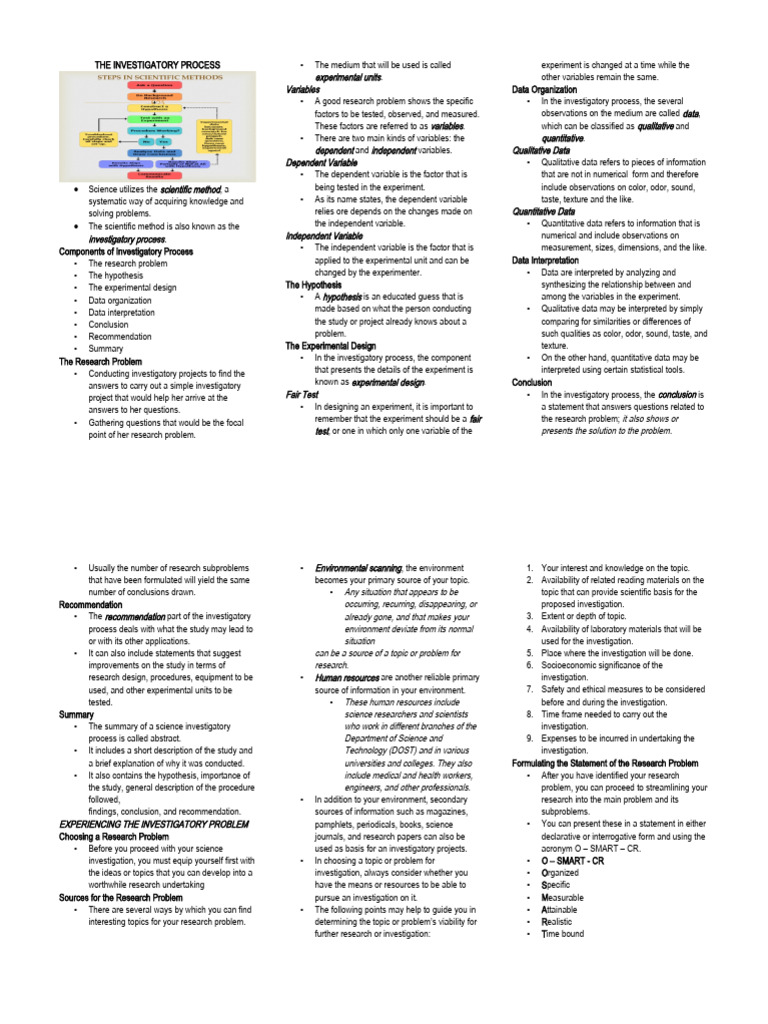 The Investigatory Process | PDF | Experiment | Hypothesis