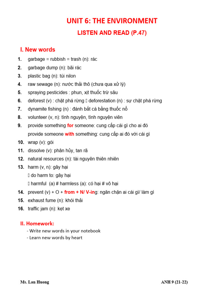 Anh 9 Unit 6 Listend and Read Read | PDF