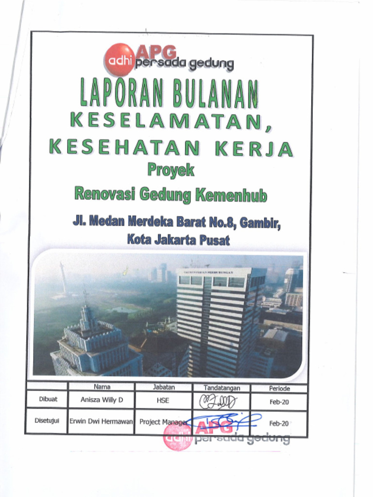 Laporan Bulanan Hse Kemenhub | PDF