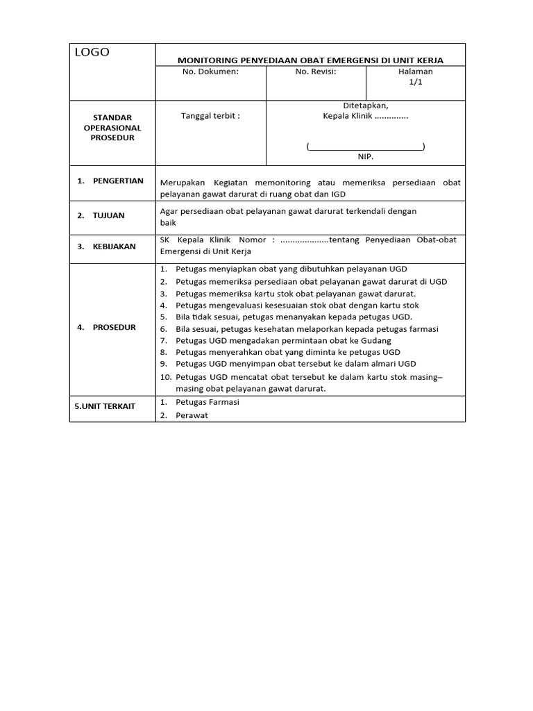 Ep 3 15 13 Sop Pengelolaan Obat Darurat Medis Klinik Pdf