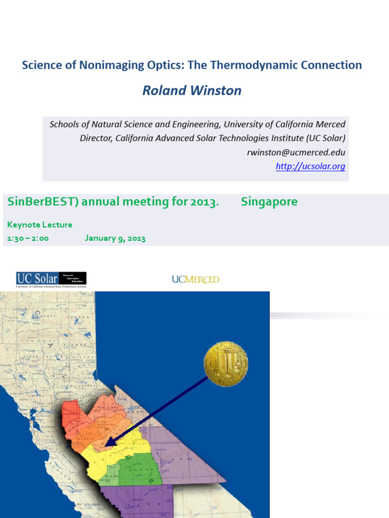 Roland Winston: Science of Nonimaging Optics: The Thermodynamic ...