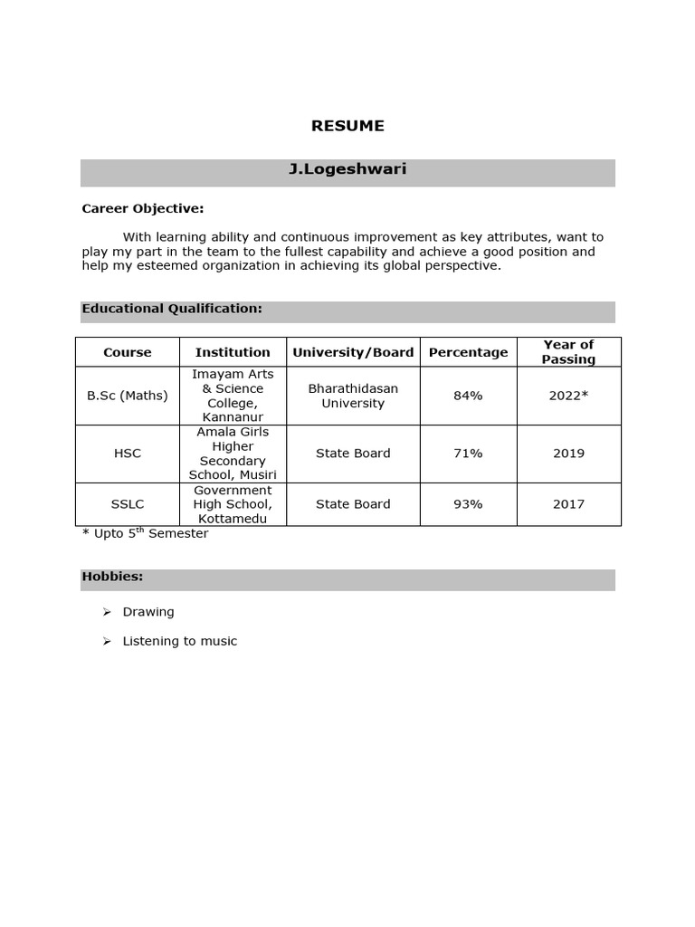 Logeshwari Resume | PDF