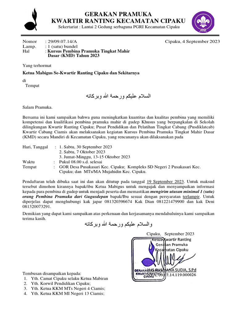 Surat Edaran KMD Cipaku 2023 | PDF