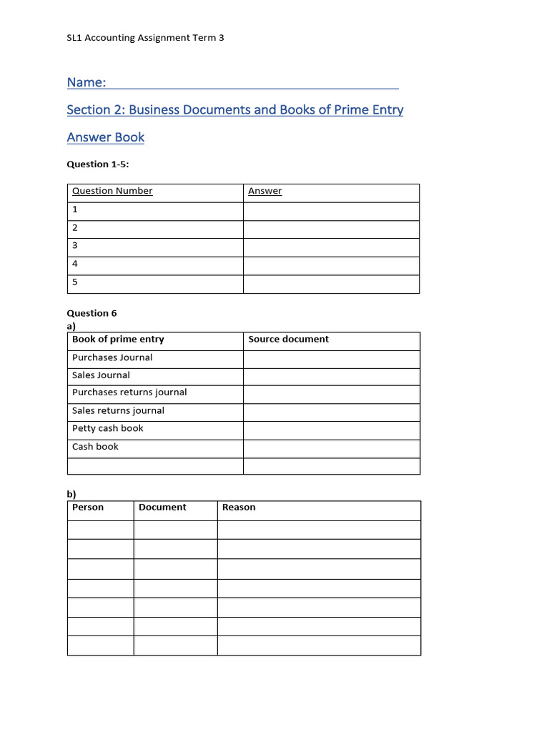 Section 2 Assignment Answer Book Pdf Business Economics Accounting