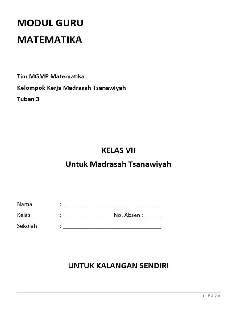 Modul Guru Matematika 7 (Ada Kunci Jawaban) | PDF | Metode & Bahan Ajar
