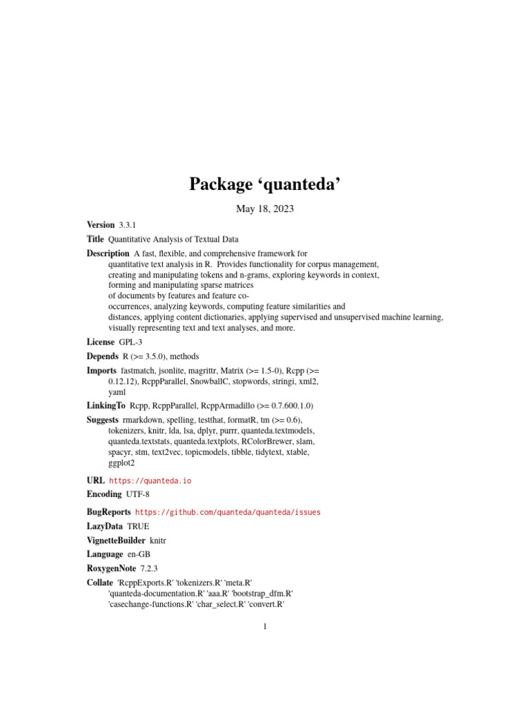 R TextAnal quantedaPackage@R | PDF | Function (Mathematics) | Matrix ... R TextAnal quantedaPackage@R | PDF | Function (Mathematics) | Matrix ...