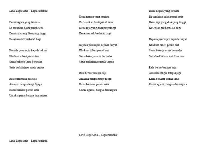 Lirik Lagu Setia | PDF