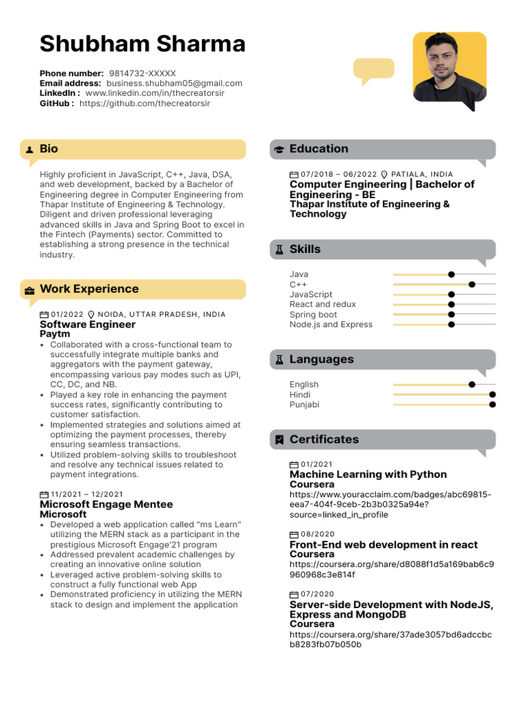 Resume Templates by Shubham | PDF | Software | Computer Engineering