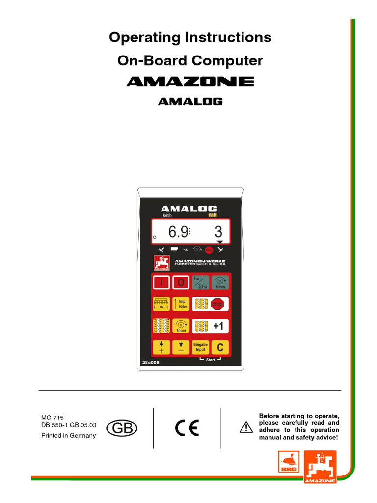 Amazone Amalog | PDF | Safety | Tractor
