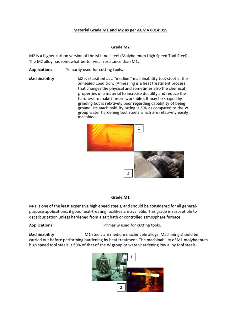 M1 and M2 Tool Steel Grades Overview | PDF