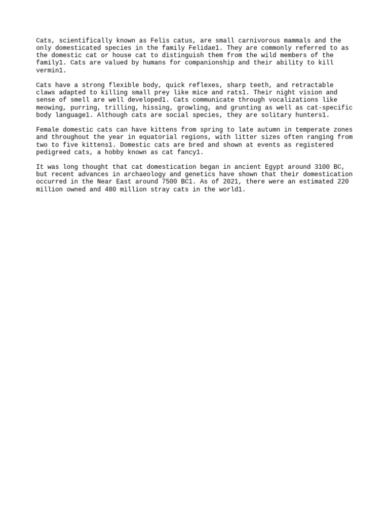 Cats Presentation Notes | PDF | Social Science | Home & Garden