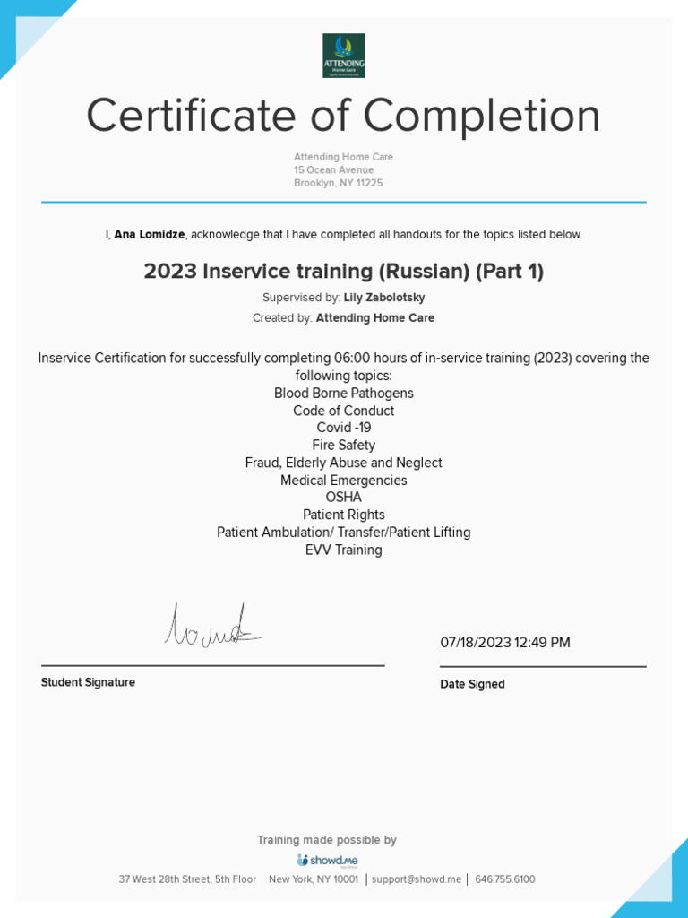 Elder Abuse Training Certificate: Ana Lomidze | PDF