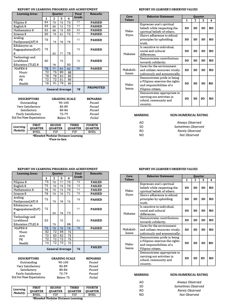 REPORT CARD 2022-2023 - 024926 - Copy (2) - Copy - 080147 | PDF | Learning | Science