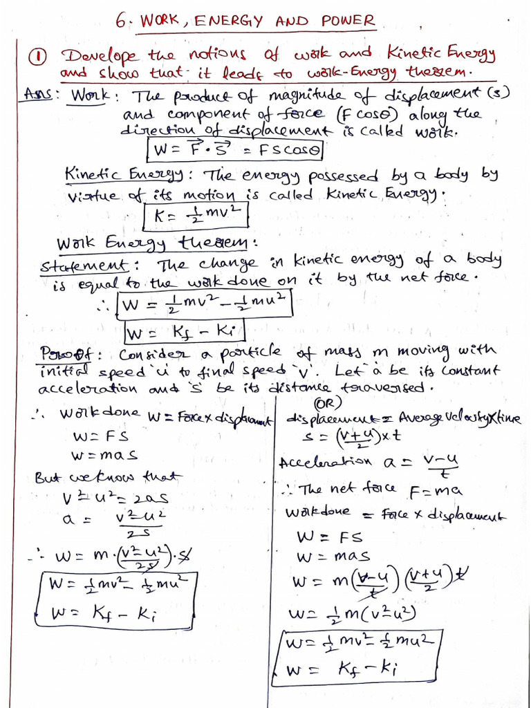 6.work, Energy and Power | PDF