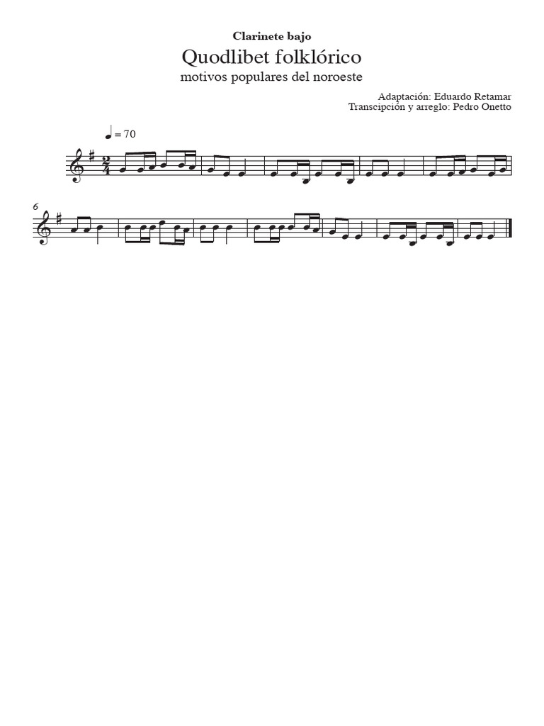 j. Bass Clarinet - Quodlibet Folklorico | PDF