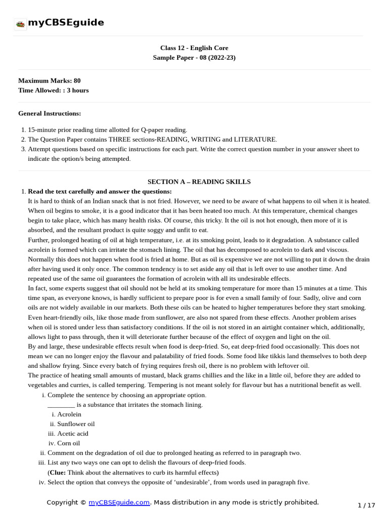 12 English Core Sp08 | PDF