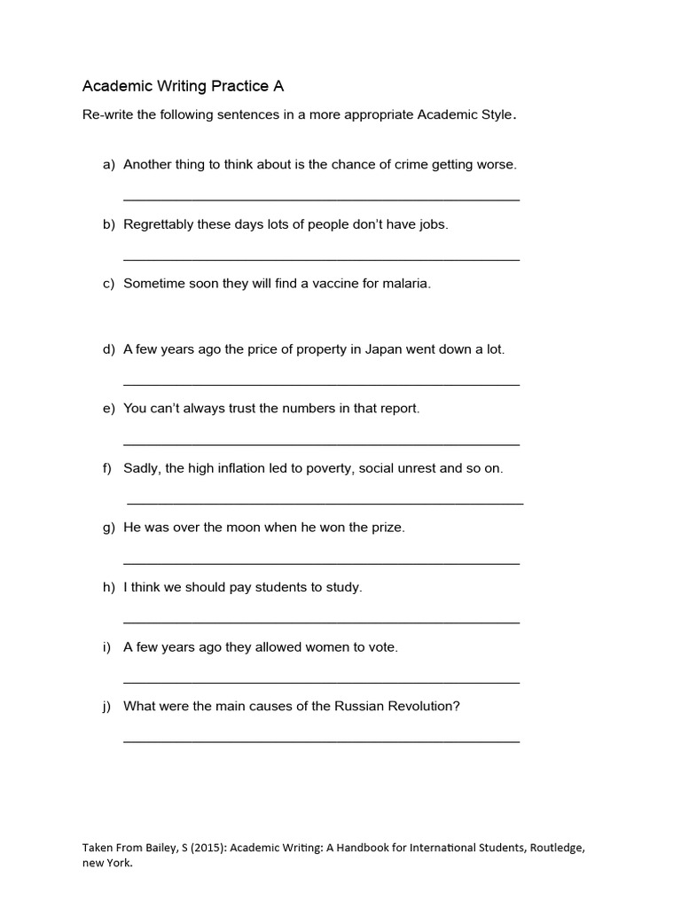Academic Writing Exercises from Bailey 2015 | PDF | Economies