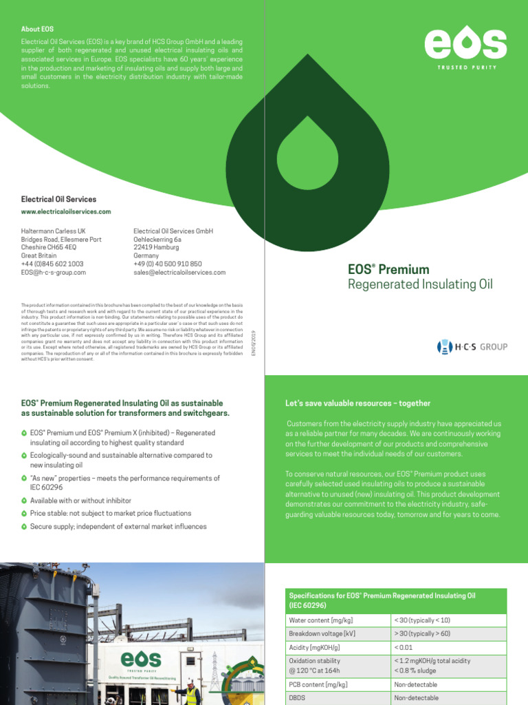 Flyer EOS-Premium Regenerated-Insulating-Oil Eng Final | PDF | Business