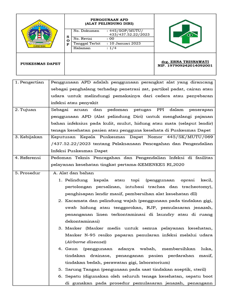 Sop Penggunaan Apd | PDF