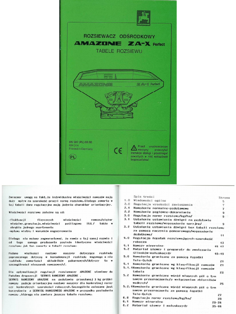 Amazone ZAX Perfect-Tabela | PDF