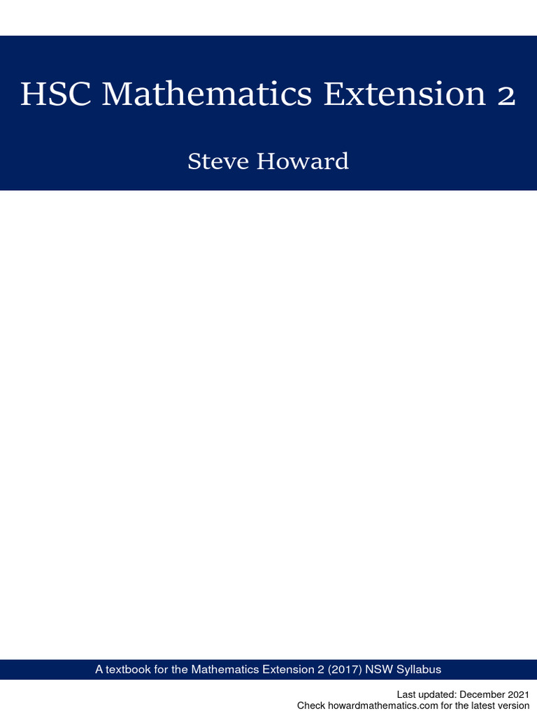 HSC Mathematics Extension 2 Textbook v9 2021-12-03 | PDF | Mathematical ...