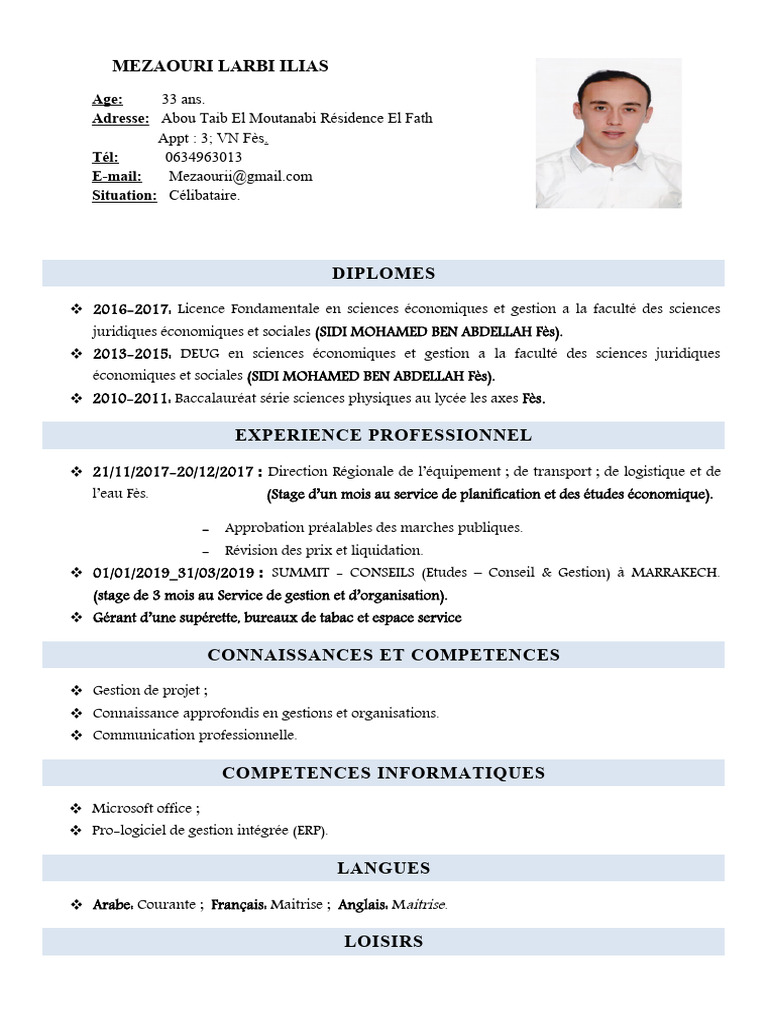 MEZAOURI Larbi ILIAS CV 1122 | PDF