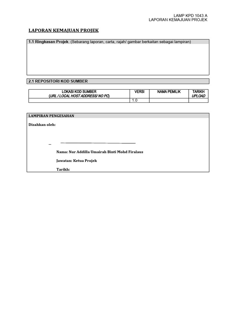 3024 Template Laporan Kemajuan Projek | PDF