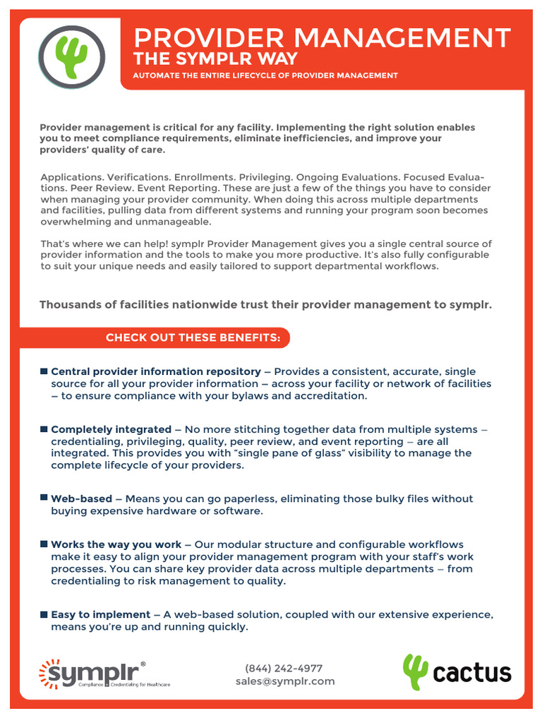 Cactus-Software Provider MGT The Symplr Way | PDF | Product Lifecycle ...